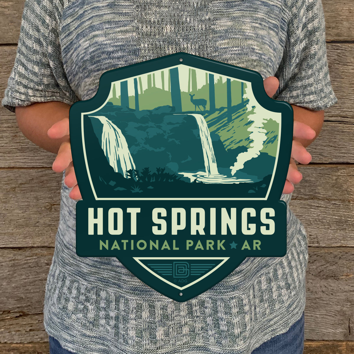 Metal Emblem Sign: NP Hot Springs National Park - Anderson Design Group