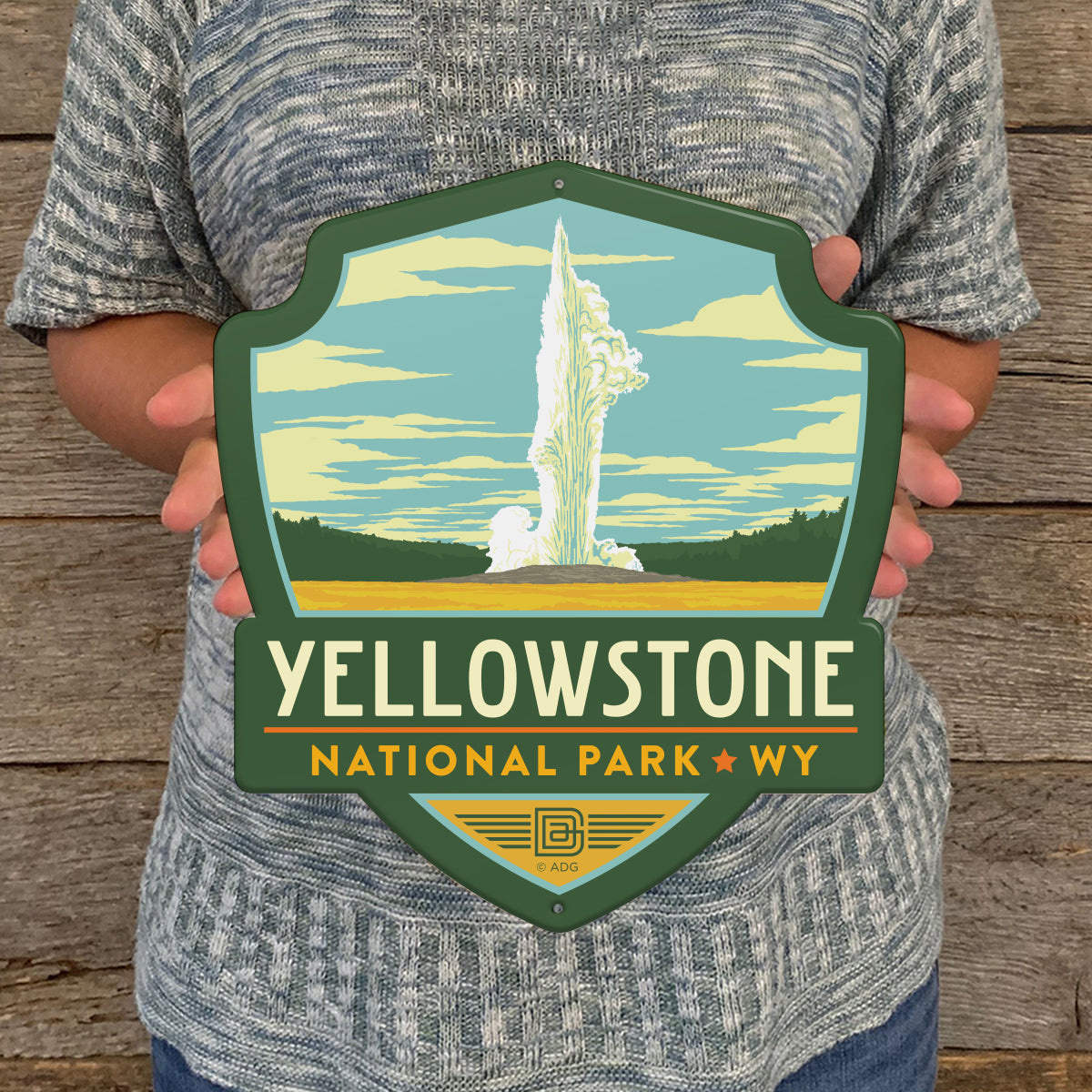 Metal Emblem Sign: NP Yellowstone National Park - Anderson Design Group