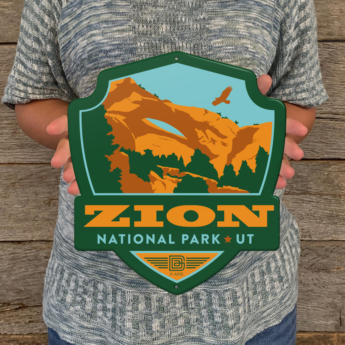 Metal Emblem Sign: NP Zion National Park - Anderson Design Group